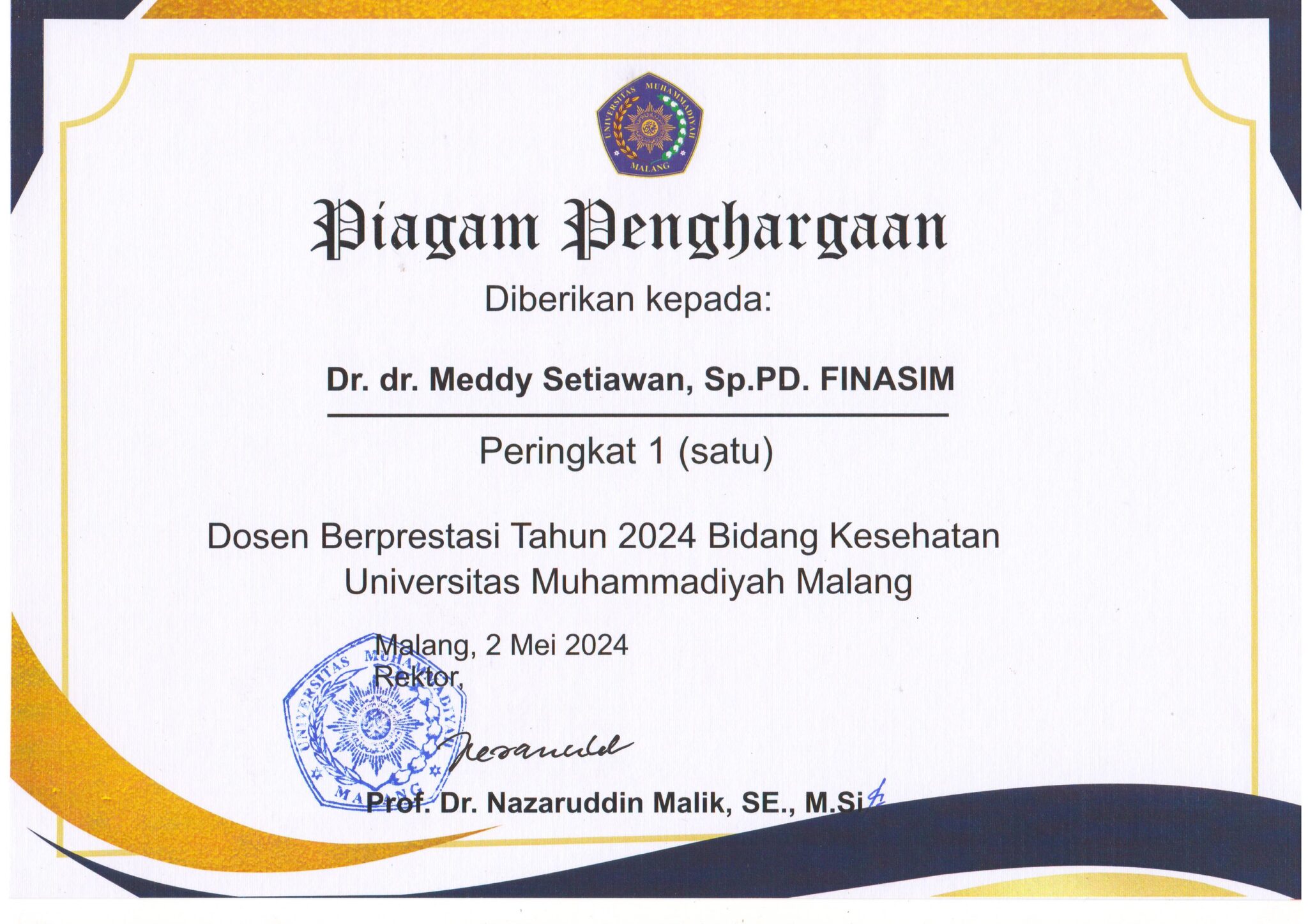 Prestasi Dosen - Fakultas Kedokteran UMM